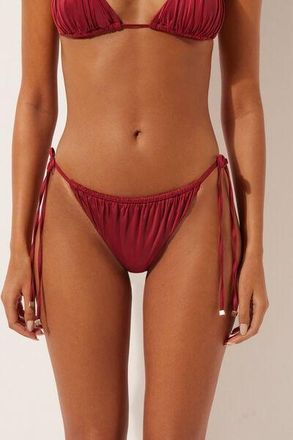 Calzedonia Brazilian-bikinihose Mit Schmalen B&auml;ndchen Shiny Satin Rot