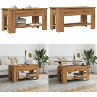 vidaXL Table basse ch&ecirc;ne artisanal 101x49x52 cm bois ding&eacute;nierie - Vidaxl