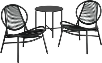 Songmics Ensemble Salon de Jardin, 3 Pi&egrave;ces, Chaises Acapulco, Salon dExt&eacute;rieur, Table dAppoint et 2 Chaises, Ensemble de Mobilier dInt&eacute;rieur et