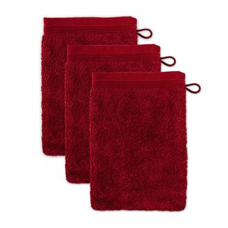 Möve Superwuschel Waschhandschuh 15 x 20 cm aus 100% Baumwolle, ruby 3er Set