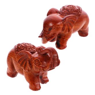 Cabilock 2st&uuml;cke Holzelefantengeschnitzte Skulptur F&uuml;r Heimdekoration Tierdekor F&uuml;r Tisch Und B&uuml;cherregal Holztierornament F&uuml;r Auto Und B&uuml;ro Leicht Tragbar