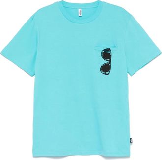 Moschino T-Shirt mit Sonnenbrillen-Print - Blau