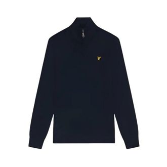 Lyle & Scott Cotton Merino 1/4 Zip Jumper - - Knitwear - Herren - Blau - M