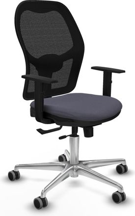 Piqueras y Crespo Schreibtischstuhl aus grauem Netzgewebe mit 1D-Armen, h&ouml;henverstellbare Lendenwirbelst&uuml;tze, ausgestattet mit Syncro/Traslack und eingespritztem Schaum