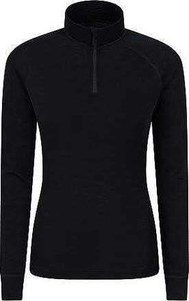 Mountain Warehouse Chandail de Base Thermique Merino pour Femmes - T-Shirt Thermique à Manches Longues pour Femmes, léger, Facile à Entretenir - idéal pour lHiver Noir 4