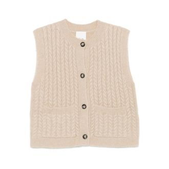 Allude &Auml;rmellose Zopfstrick-Strickjacke - - Knitwear - Damen - Beige - XS