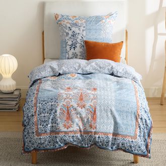 Bedsure Bettw&auml;sche 135x200 Baumwolle Bettbezug - Blau Boho Muster Bettw&auml;sche-Sets 135 x 200 cm 2teilig mit Kissenbezug 80x80 cm, &Ouml;KO-TEX Wendebettw&auml;sche Beddi