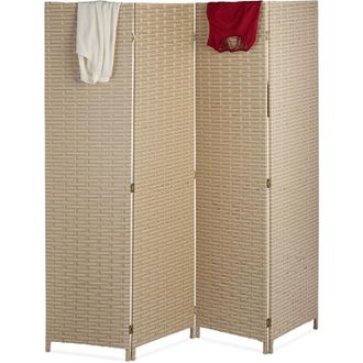 Relaxdays Relaxdays - Paravent int&eacute;rieur, 4 parties, HxL 180 x 180 cm, s&eacute;parateur pliable, moderne, plastique, brise-vue, beige