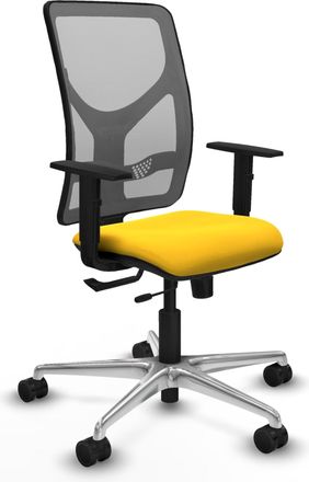 Piqueras y Crespo Computerrollstuhl mit 1D-Armen, h&ouml;henverstellbare Lendenwirbelst&uuml;tze, ausgestattet mit Syncro/Traslack und Schneideschaum, Grau/Gelb