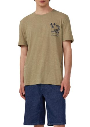 s.Oliver Baumwoll-T-Shirt mit Frontprint und Flammgarnstruktur