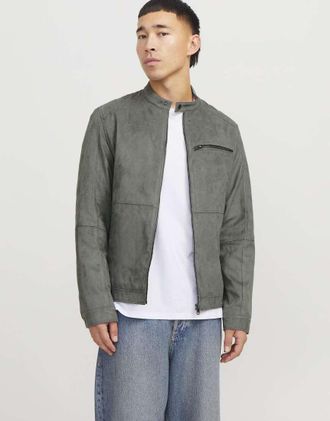 Jack & Jones Veste en similicuir - Gris