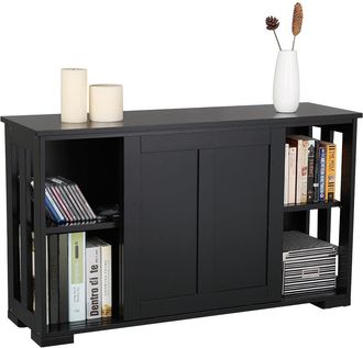 Yaheetech Küchenschrank Aufbewahrungsschrank mit Stauraum und Schiebetüren Konsolentisch Sideboard aus Holz Küchekommode freistehender Schrank Buffetschrank Bei