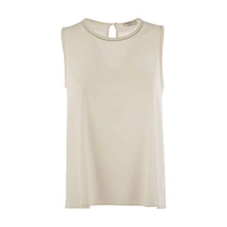 PESERICO Femme, Tops, Blanc, Taille: 42 FR Top en Cr&ecirc;pe de Chine de Soie Stretch