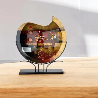 GILDE GLAS art Dekovase - Designer Deko abstrakte Vase Dekoobjekt - Home Design für Wohnzimmer Schlafzimmer - Höhe 50 cm