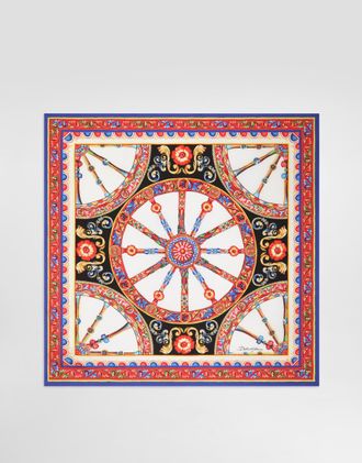 Dolce & Gabbana Tuch 70x70 Aus Seidentwill Mit Carretto-print - Frau Schals Und T&uuml;cher Multicolor Pz