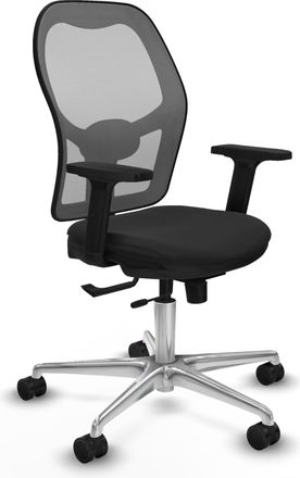 Piqueras y Crespo B&uuml;rostuhl aus schwarzem Kunstleder, mit 2D-Armlehnen, h&ouml;henverstellbare Lendenwirbelst&uuml;tze, ausgestattet mit Syncro/Traslack und Schaumstoff, Grau/Sch