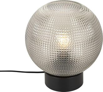 QAZQA Design Design-Tischlampe schwarz mit Rauchglas - Chico I Wohnzimmer I Schlafzimmer - Kugel I Kugelförmig - LED geeignet E27