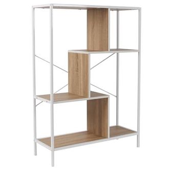 The Home Deco Factory HD0079 &Eacute;tag&egrave;re Industrielle Vintage Compartiment&eacute;e 3 Niveaux - pour Salon, Chambre ou Bureau - en Bois - Dimensions 80 x 30 x 113 cm - Couleur Blanc