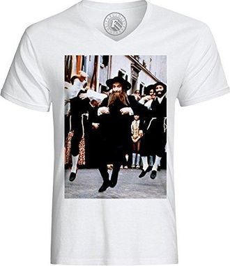 Fabulous T-Shirt Homme Col V Coton Bio Rabbi Jacob il va Dancer Louis de funes Danse juive Film Francais