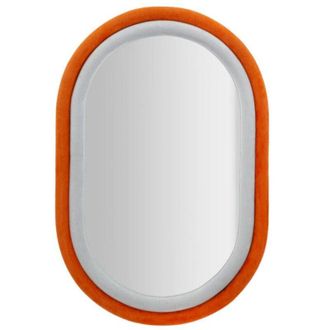 Paris Prix Miroir Mural en Velours Anthony 90cm Gris & Orange
