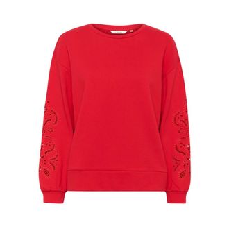 Cream Femme, Sweatshirts et sweats à capuche, Rouge, Taille: 42 FR SweaT-shirt Rouge à Manches en Dentelle