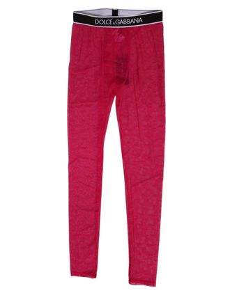 Dolce & Gabbana Womens Logo Nylon Leggings Pink Elastane
