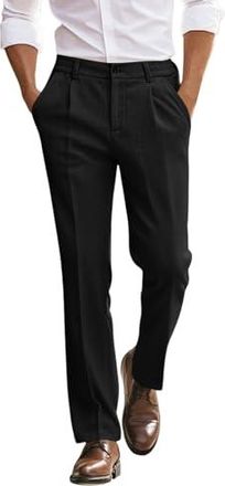 Generic Pantalon habill&eacute; dhiver 2026 pour homme, coupe classique, taille extensible, pantalon d&eacute;contract&eacute; &agrave; devant plat, Noir, 44