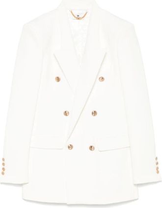 Elisabetta Franchi Femme, Vestes, Blanc, Taille: 40 FR Veste Cr&ecirc;pe avec Boutons Dor&eacute;s