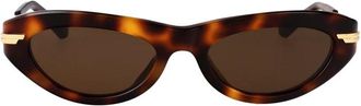 Bottega Veneta Ovale Sonnenbrille - - Accessories - Damen - Braun - 53 MM