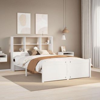 vidaXL Lit bibliothèque sans matelas blanc 140x190 cm bois pin massif Vidaxl