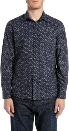 Replay M4148 Chemise, 010 Bleu/Bleu Clair, L Hommes