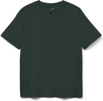Vero Moda Vero Moda T-Shirt Basique pour Femme - Col Rond - Manches Courtes - Coupe Normale, Vert pin, S