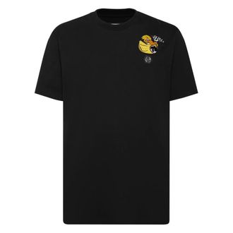 Philipp Plein Homme, Tops, Noir, Taille: S T-Shirt Col Rond Canard