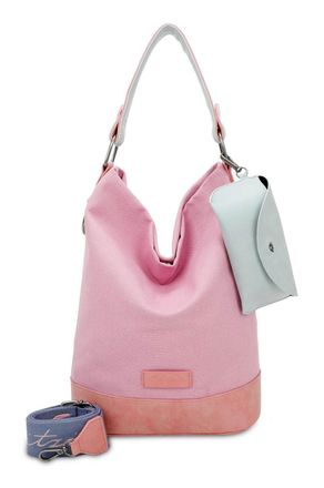 Fritzi Aus Preu&szlig;en Fritzi Izzy07 Olga Canvas Rosy Hobo Baumwollmix Damen Umh&auml;ngetasche Festival City Beach vegan abnehmbares Brillenetui Schultergurt 37 x 27 x 17 cm, Ro