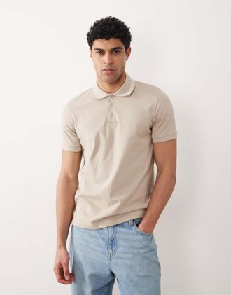 Emporio Armani Bodywear - Polohemd in Beige mit Logo am Kragen-Neutral