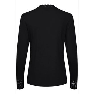 Cream Schwarze Jerseybluse mit Spitzen-Details - - Tops - Damen - Schwarzk - S