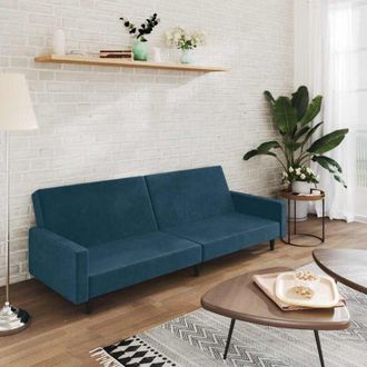 vidaXL Schlafsofa 2-Sitzer Blau Samt Vidaxl