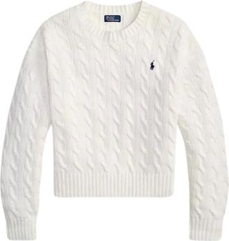 Polo Ralph Lauren Femme, Pulls, Blanc, Taille: 42 FR Pull en maille torsad&eacute;e