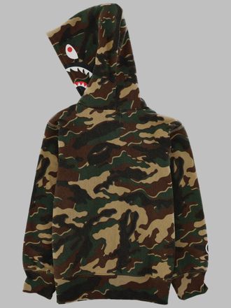 A Bathing Ape Shark Graphic Full-Zip Hoodie - Green
