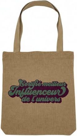 Fabulous Sac Shopping Tote Bag Aspect Lin - Certifi&eacute; meilleur Influenceur de lunivers Reseaux Sociaux - Sac de Courses Toile Epaisse 360g Beige Naturel Cabas P