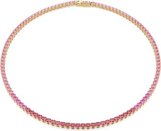 Swarovski Matrix Tennis Halskette, Rundschliff, Rosa, Goldlegierungsschicht
