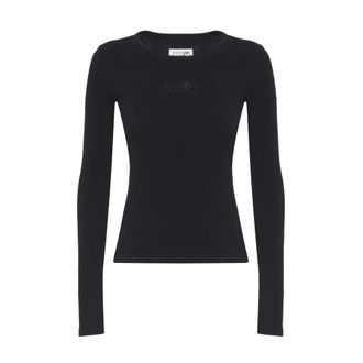 Maison Margiela Lang&auml;rmeliges Rippstrick-Top - - Knitwear - Damen - Schwarzk - L