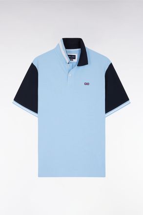 Eden Park Polo &Agrave; Manches Courtes En Coton Ciel Jacquard Dos Eden Park Coupe D&eacute;contract&eacute;e