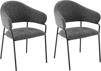 Byliving Stuhl 2-er Set Curve/Webstoffbezug, Gestell Metall pulverbeschichtet/Esszimmerstuhl/Küchenstuhl/Maße: B 60 x H 86 x T 58 cm (Dunkelgrau)