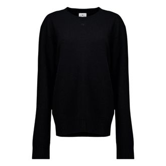 Courr&egrave;ges Merino-Woll Pullover mit Rundhalsausschnitt - - Knitwear - Damen - Schwarzk - M