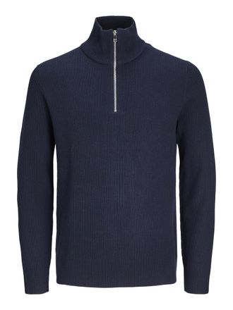 Jack & Jones Male Strickjacke mit Viertelreißverschluss Einfarbig Strickjacke mit Viertelreißverschluss