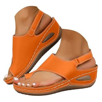 Generic Sandales orthop&eacute;diques compens&eacute;es pour femme - Sandales d&eacute;t&eacute; habill&eacute;es &agrave; talons compens&eacute;s - Bout ouvert - Sangle de cheville - Antid&eacute;rapantes - Confor