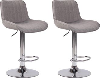 Clp 2er Set Barhocker Lentini Stoff I Thekenhocker Höhenverstellbar I Barstühle Mit Fußstütze I 360° Drehbar I Tresenstühle Mit Trompetenfuß, Farbe:grau, 