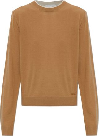 Versace Femme, Pulls, Beige, Taille: 34 FR Pull en maille de laine brod&eacute;e
