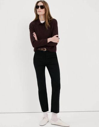 Mango Pull-over maille col polo grenat - Femme - XXS - MANGO